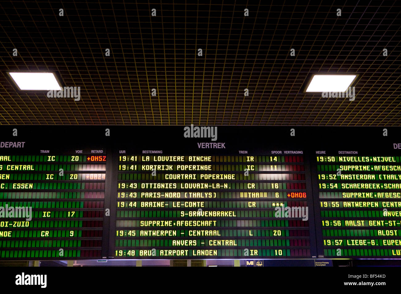 Railway station arrivals and departure boards displaying rail ...