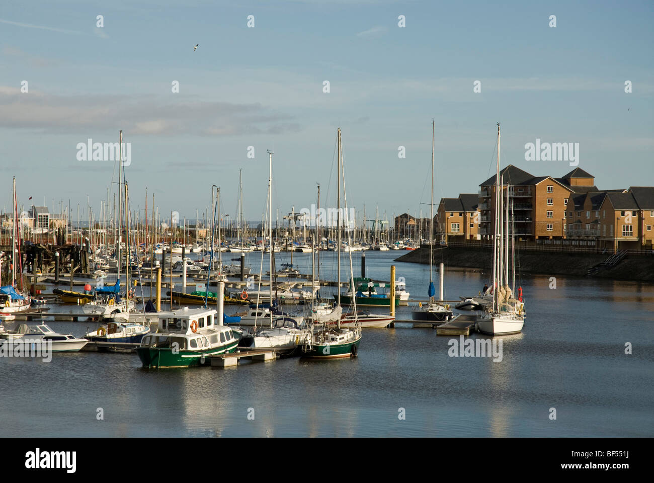 Cardiff Bay, Looking down the River Ely towards the barrage Stock Photo ...