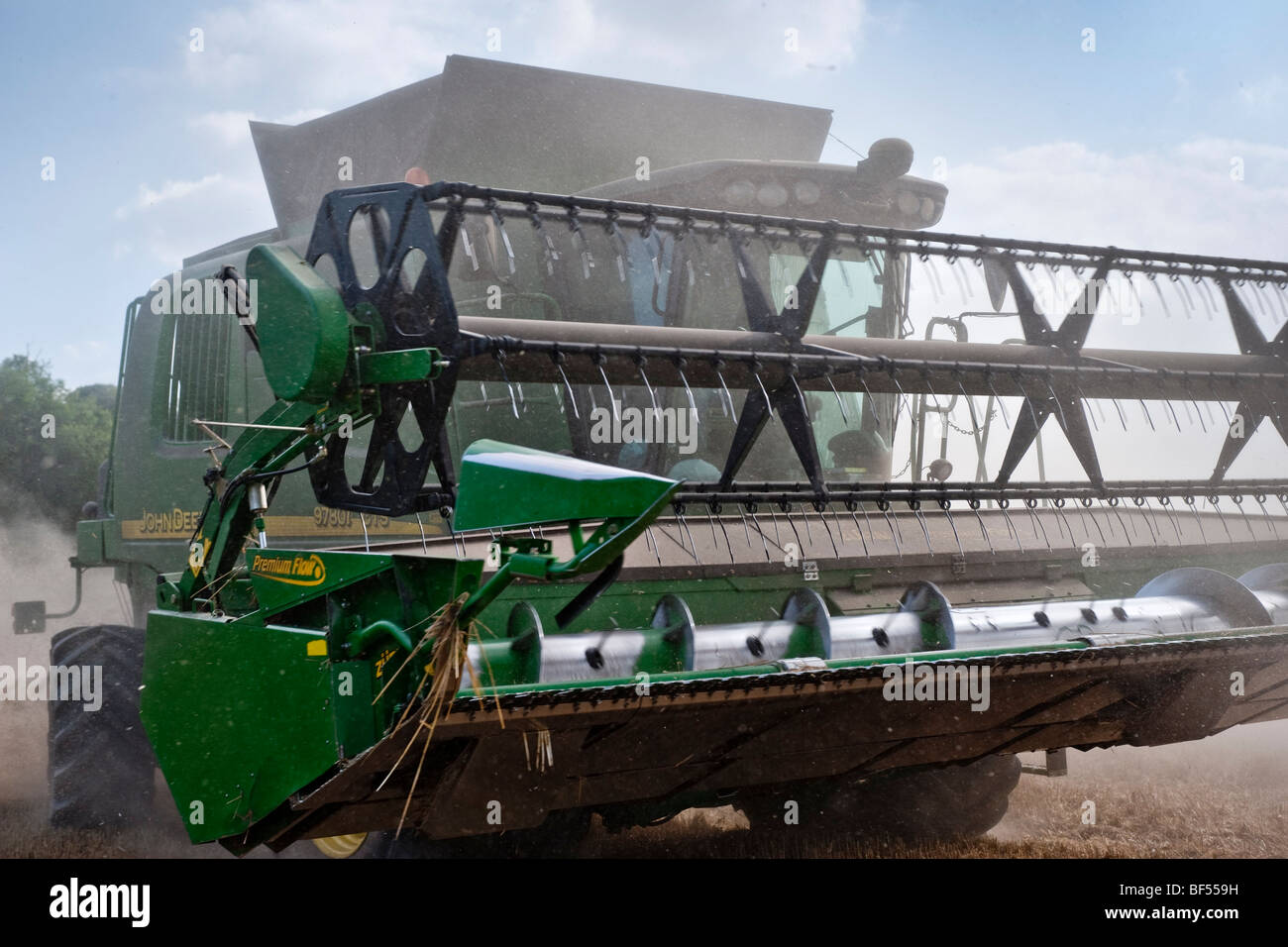 Combine harvester, gathering crops - close-up of machine Stock Photo ...