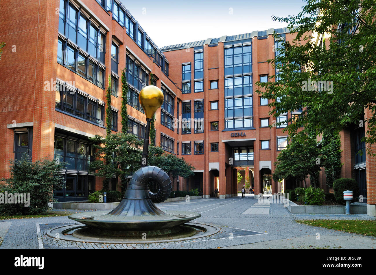 Fountain at GEMA headquarters, Society for musical performing and ...