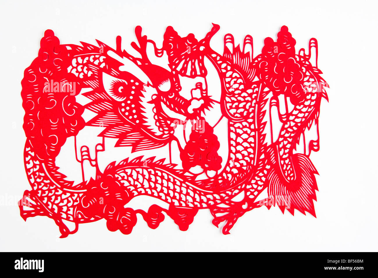 Dragon patterns of Chinese Paper Cutting, Beijing, China Stock Photo ...