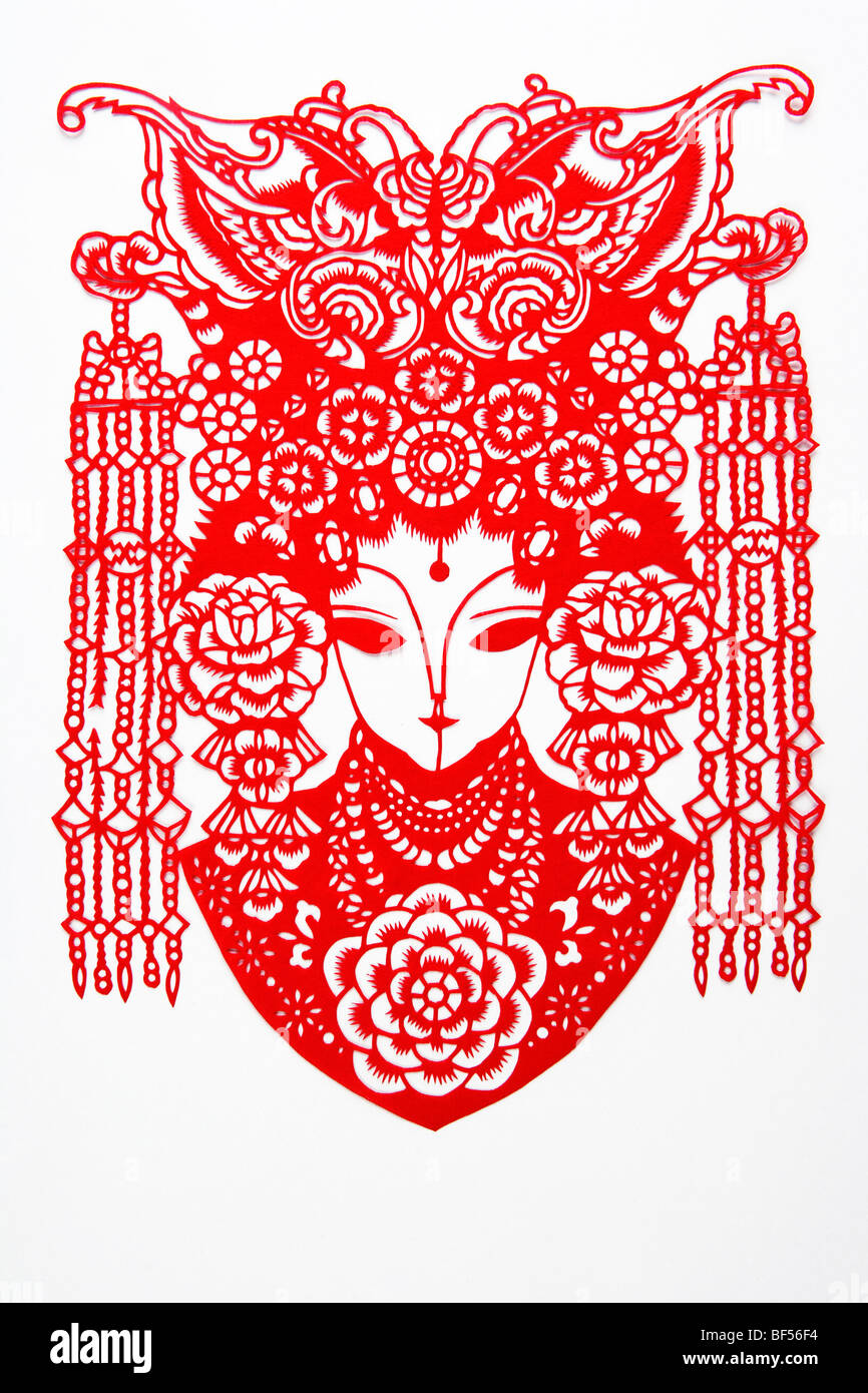 Chinese Paper Cutting art with Peking Opera facial pattern, Beijing ...