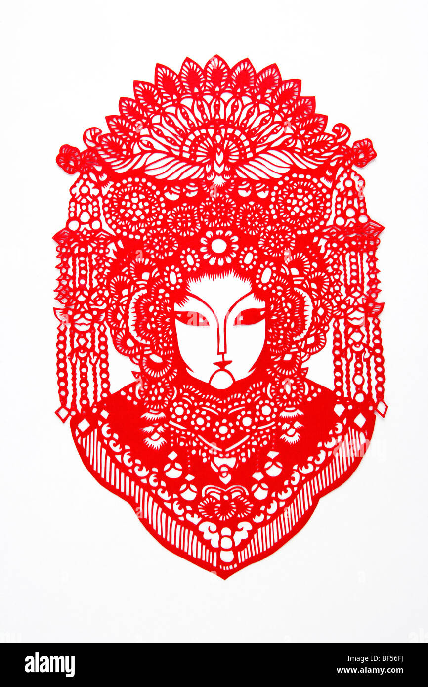 Chinese Paper Cutting art with Peking Opera facial pattern, Beijing ...