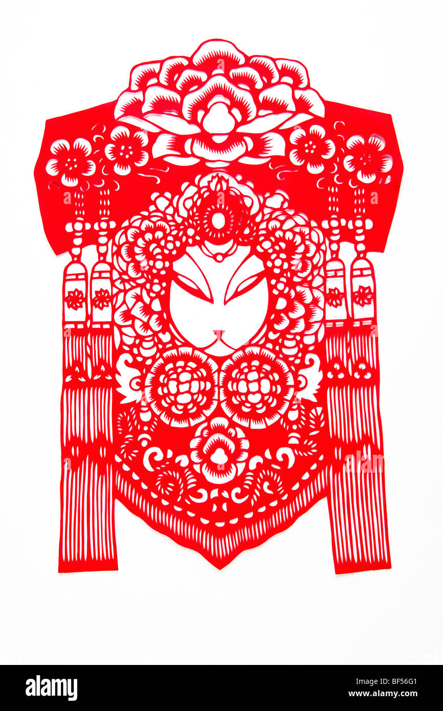Chinese Paper Cutting art with Peking Opera facial pattern, Beijing ...