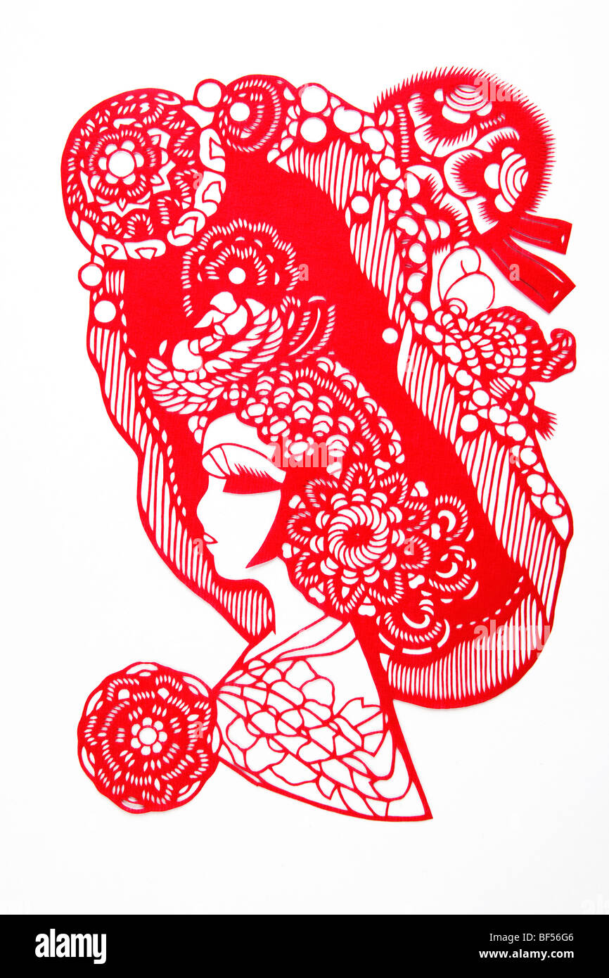 Chinese Paper Cutting art with Peking Opera facial pattern, Beijing ...