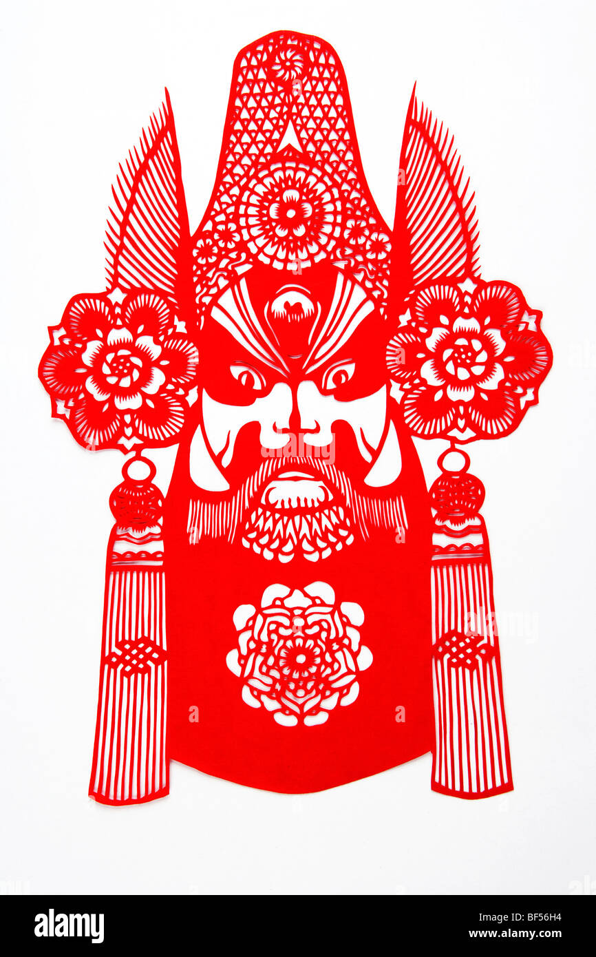 Chinese Paper Cutting art with Peking Opera facial pattern, Beijing ...