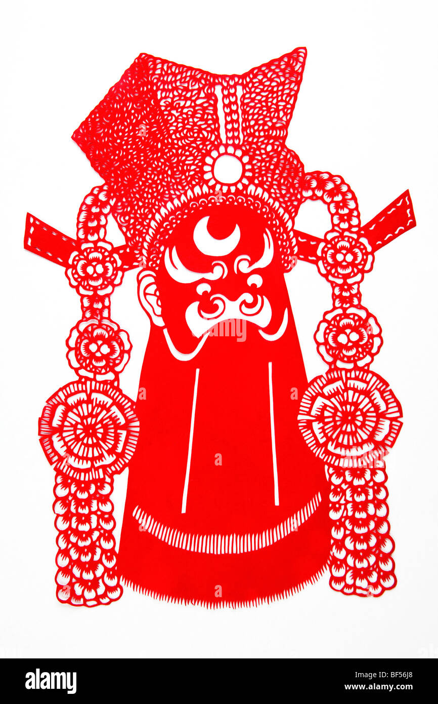 Chinese Paper Cutting art with Peking Opera facial pattern, Beijing ...