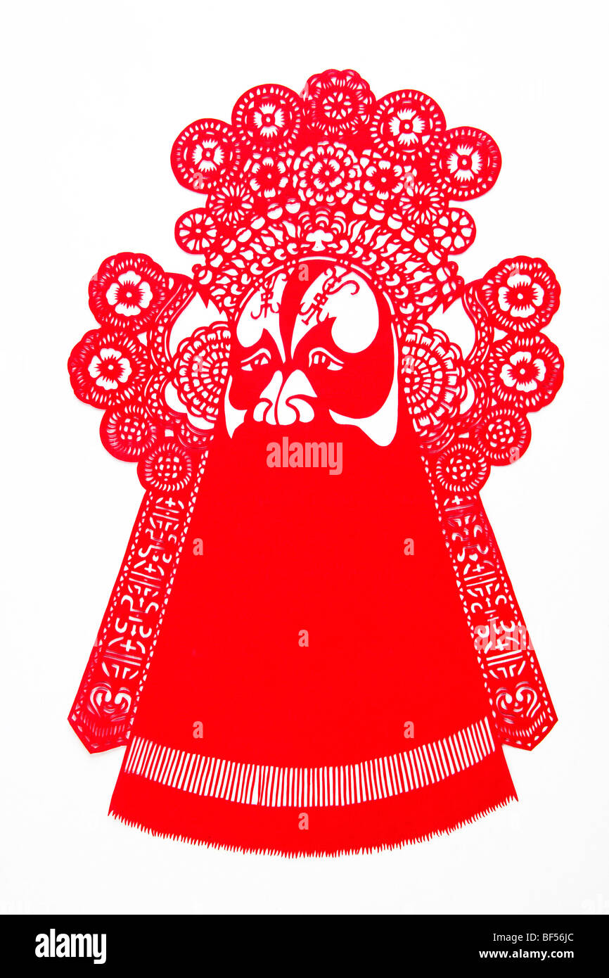 Chinese Paper Cutting art with Peking Opera facial pattern, Beijing ...
