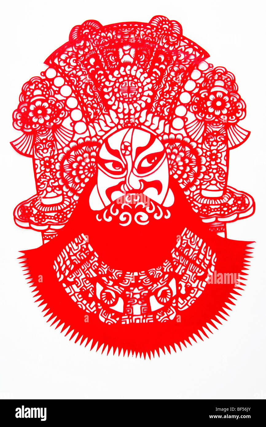 Chinese Paper Cutting art with Peking Opera facial pattern, Beijing ...