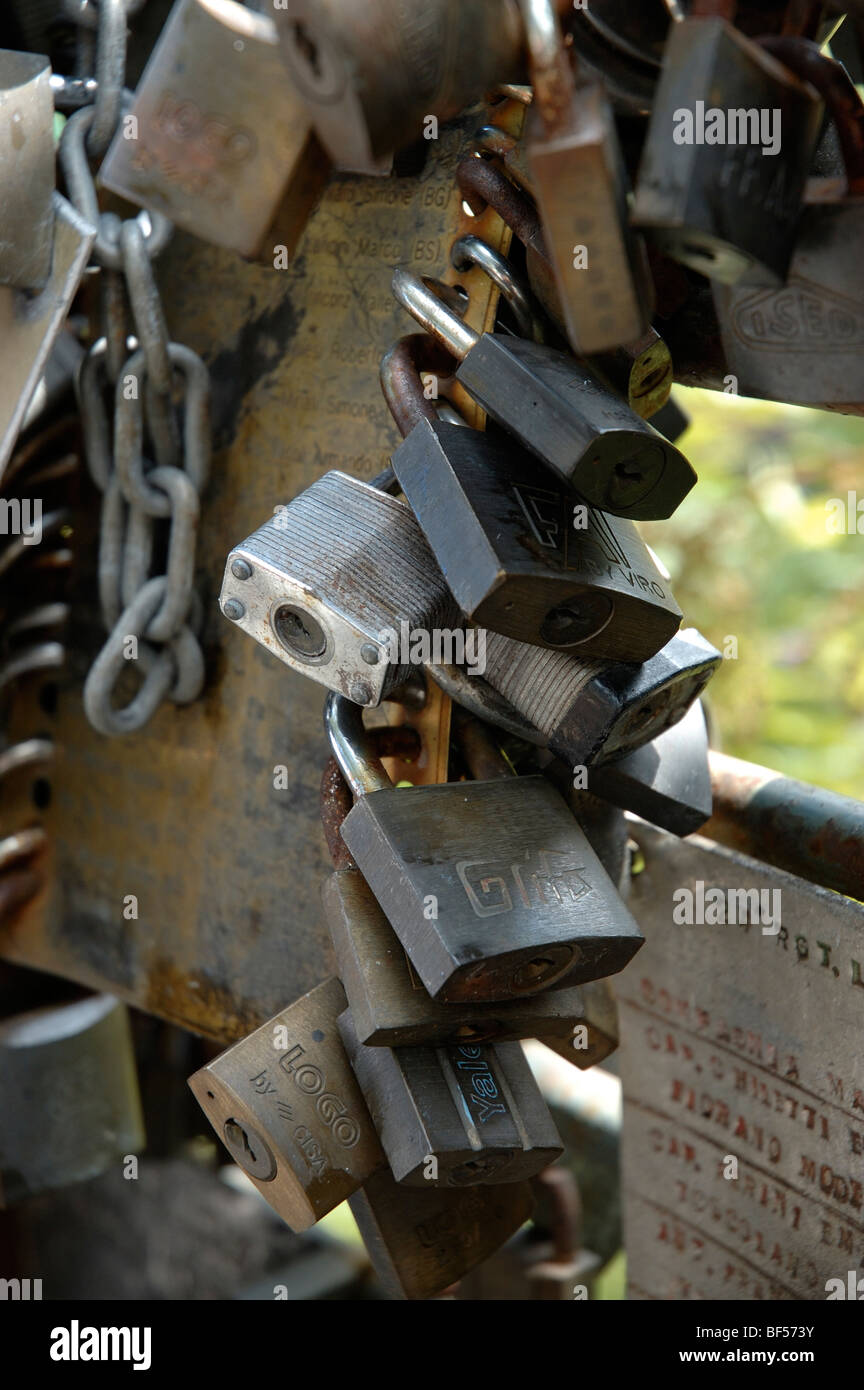 Padlocks secured together Stock Photo - Alamy