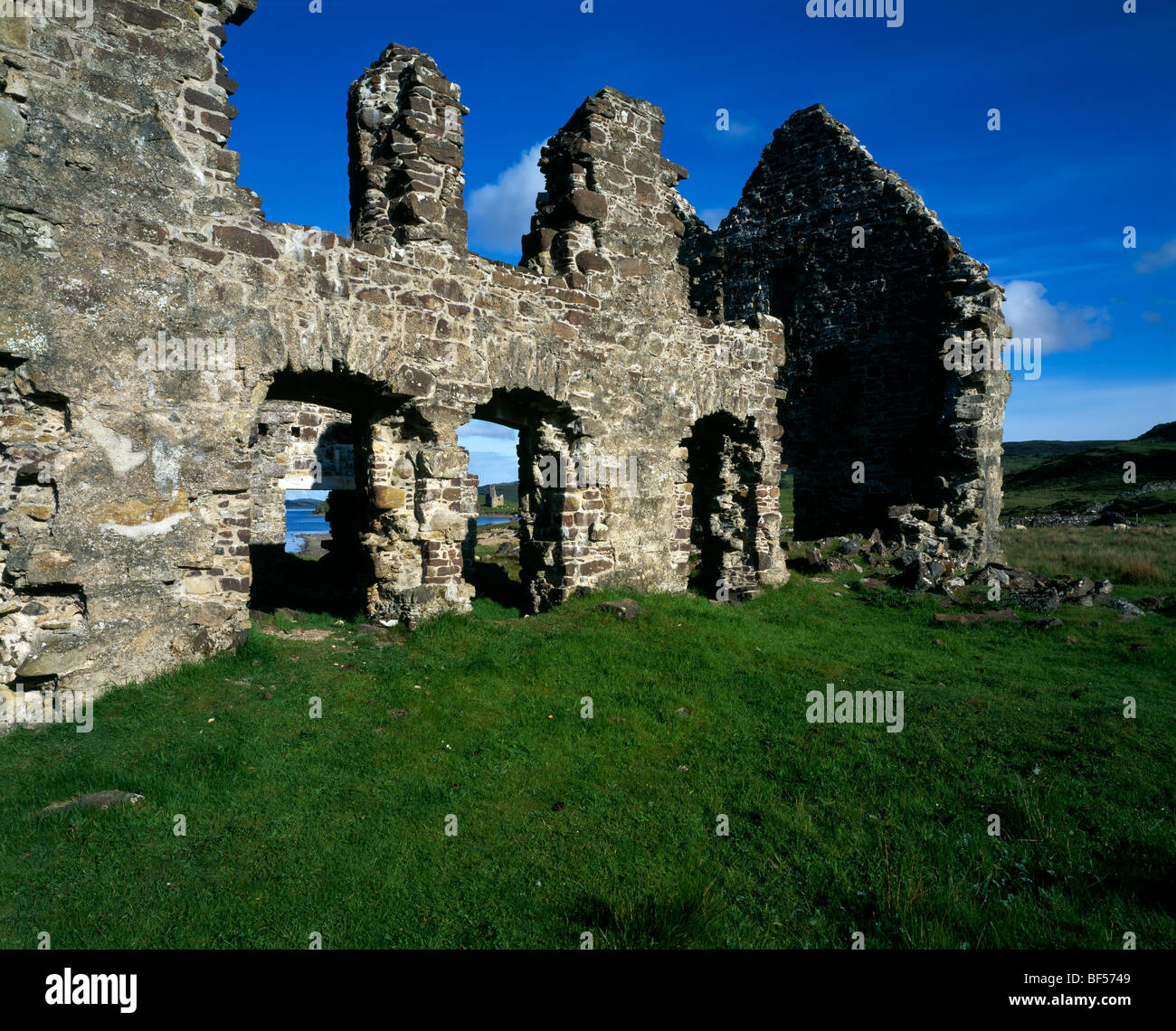 The ruins of Calda House on the shore of Loch Assynt, Inchnadamph ...