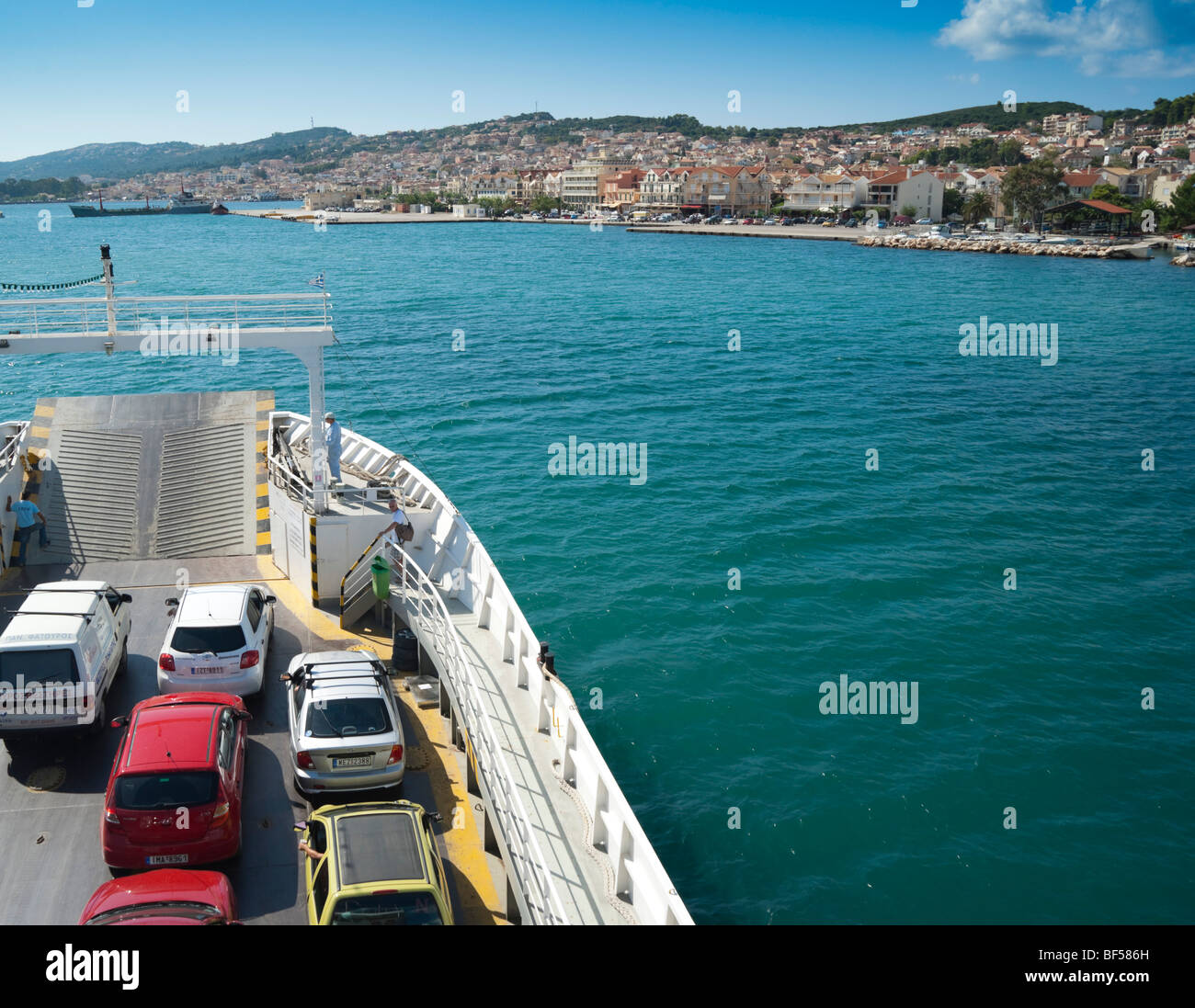 The ferry between Lixouri and Argostoli on Kefalonia island Greece ...