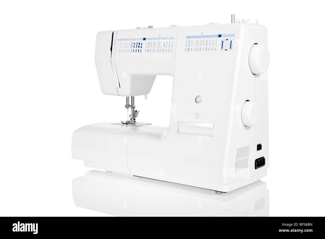 Modern electric sewing machine isolated on white background Stock Photo ...