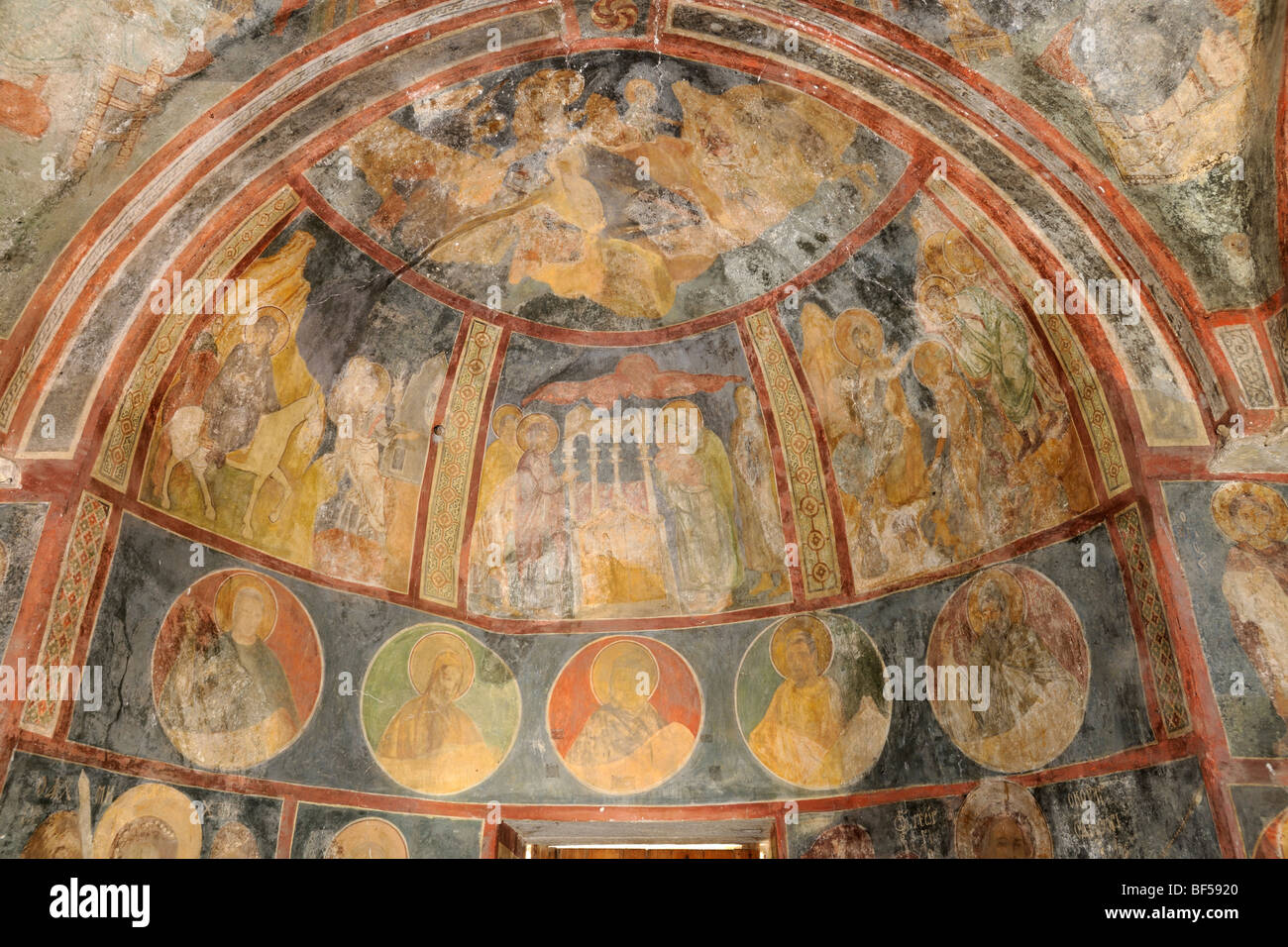 Byzantine frescoes, ca. 1500, in the church of Agios Nikolaos ...