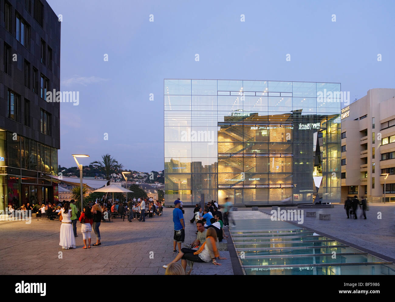 People sitting in a bar near Kunstmuseum at little castle square ...