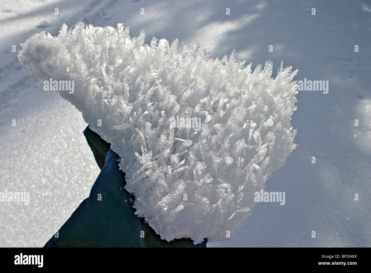Slab of hoar frost showing frozen crystals Stock Photo - Alamy