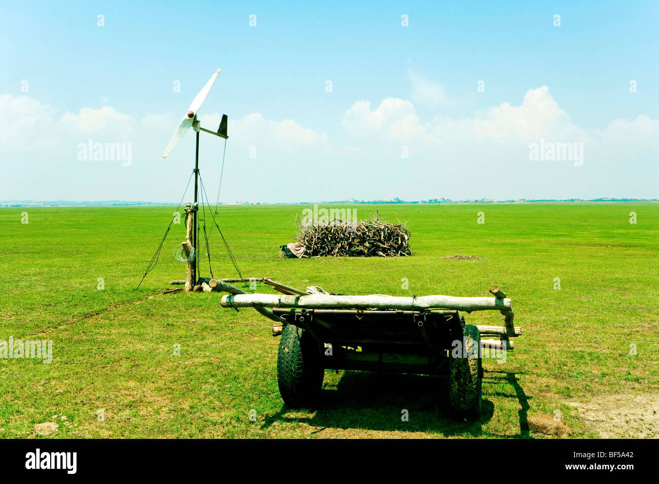 Residential Wind Generator and cart in Plain Blue Banner, Xilin Gol ...