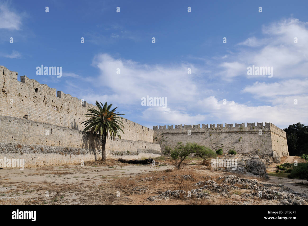Outer city wall, Rhodes Town, Rhodes, Greece, Europe Stock Photo - Alamy
