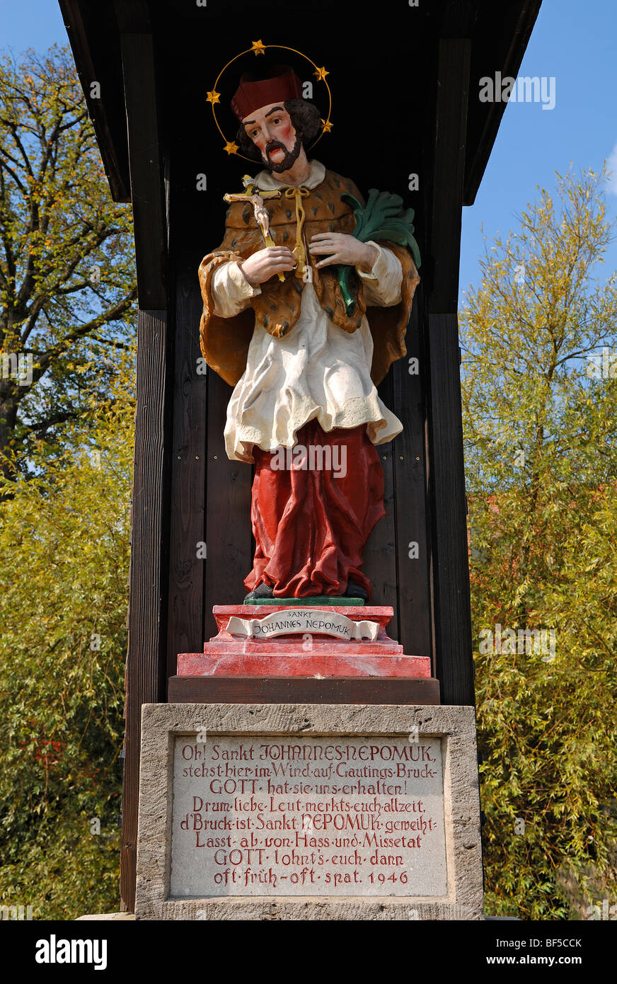 Statue of St. Nepomuk, bridge Saint as a protector against floods at ...