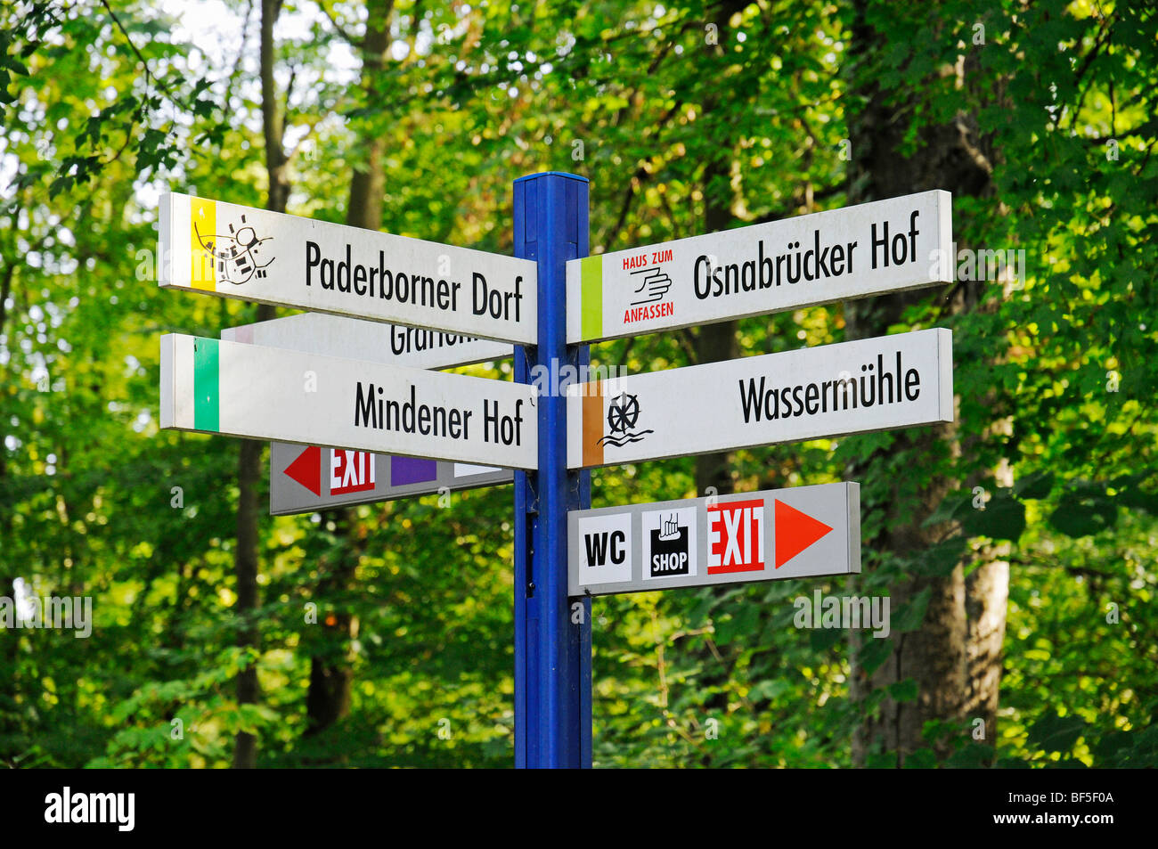 Sign post, outdoor museum, Westphalian State Museum for Ethnology ...