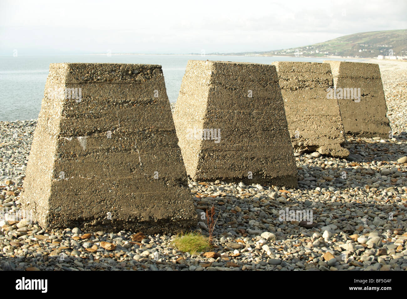UK military history Second World war two old concrete anti-tank ...