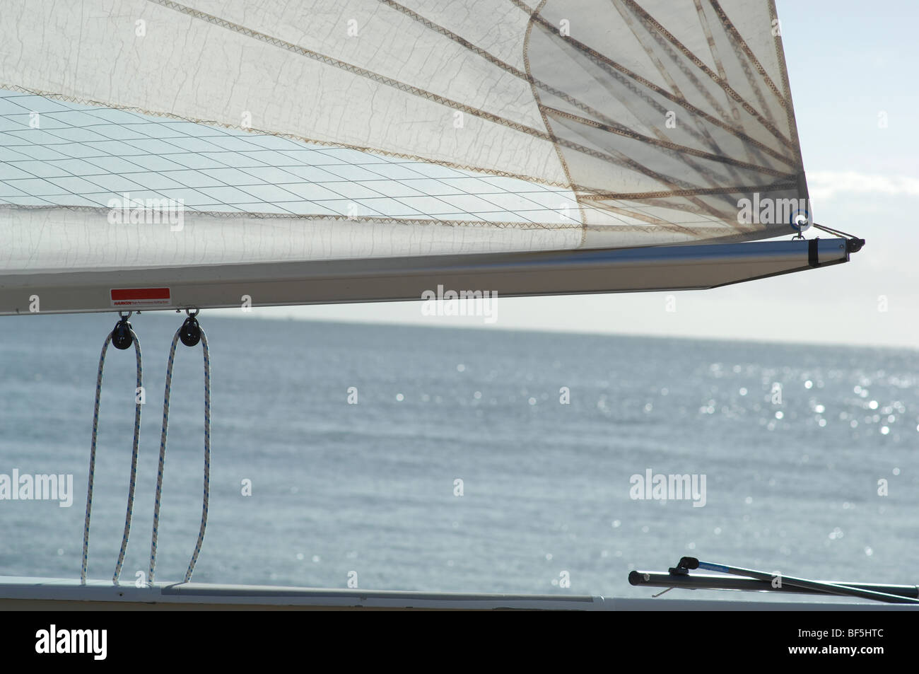 Sail and boom on a dinghy Stock Photo - Alamy