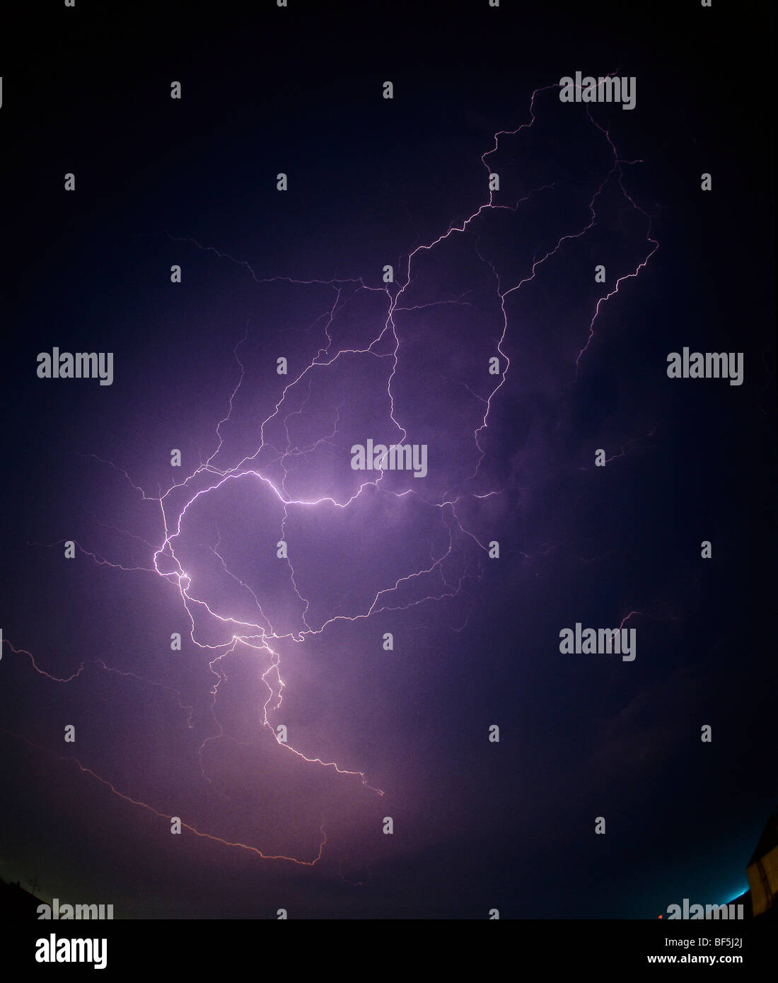 Lightning strikes, Xinjiang Uyghur Autonomous Region, China Stock Photo ...