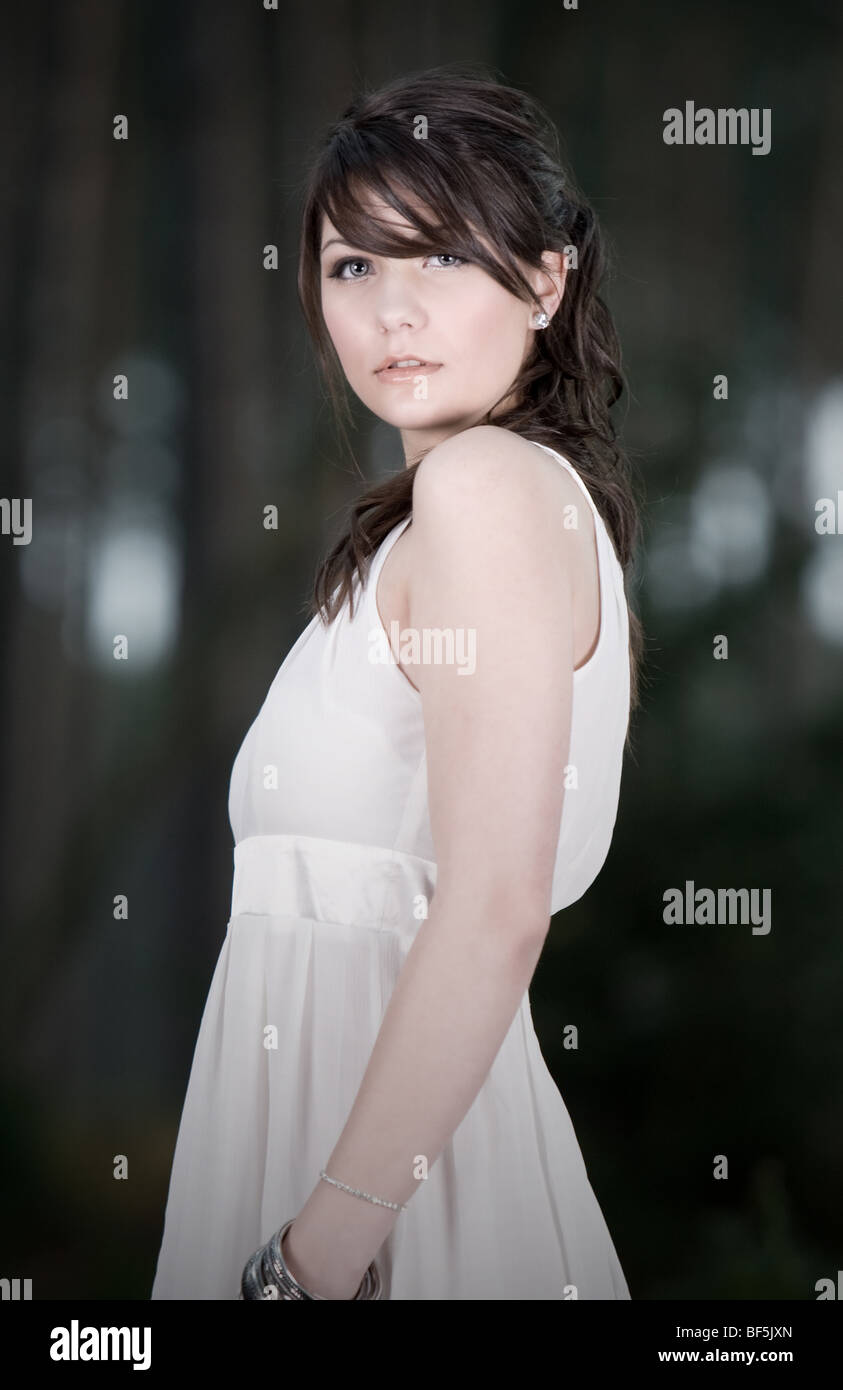 Beautiful Location Shot of a Stunning Teenage Model in Forest Stock ...