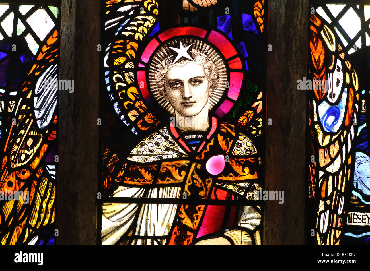 Angel of Remembrance stained glass in St. Giles Church, Packwood ...
