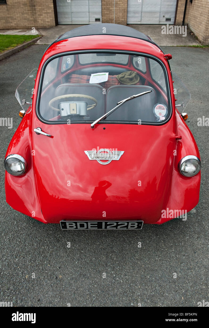A three-wheeled Trojan 200 bubble car or microcar dating from the early ...