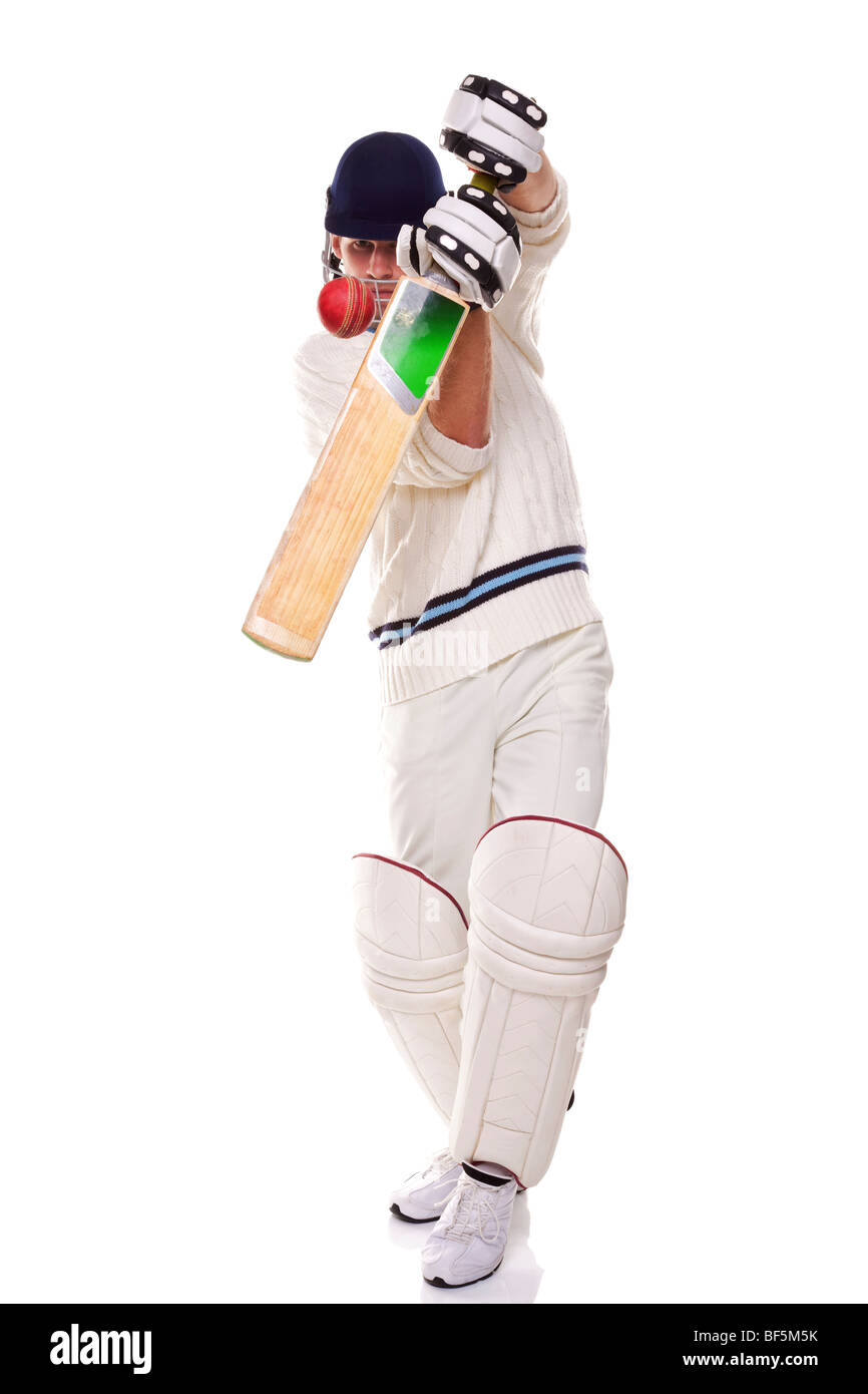 Cricketer, studio shot on white background Stock Photo - Alamy