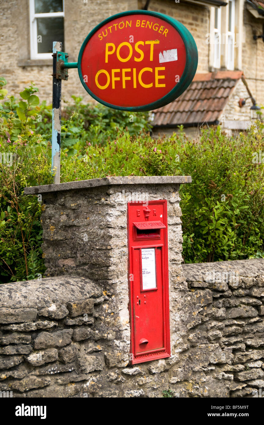 Sutton Benger Post Office Sign and small red letter box, Sutton Benger ...