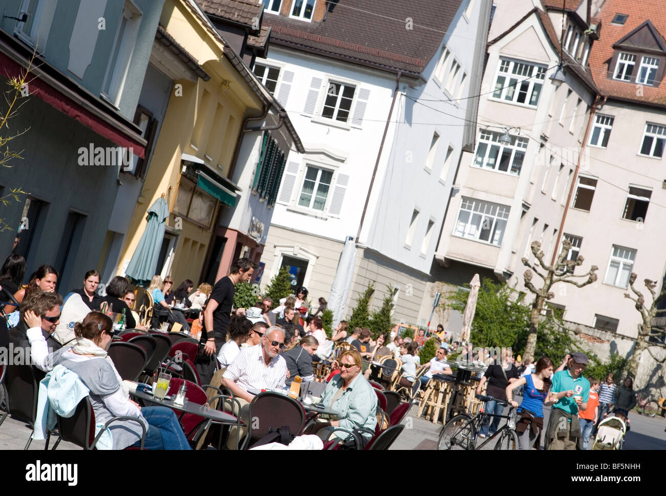 Restaurants, Bars, Cafes, Street Bahnhofstrasse, Bregenz, Lake ...