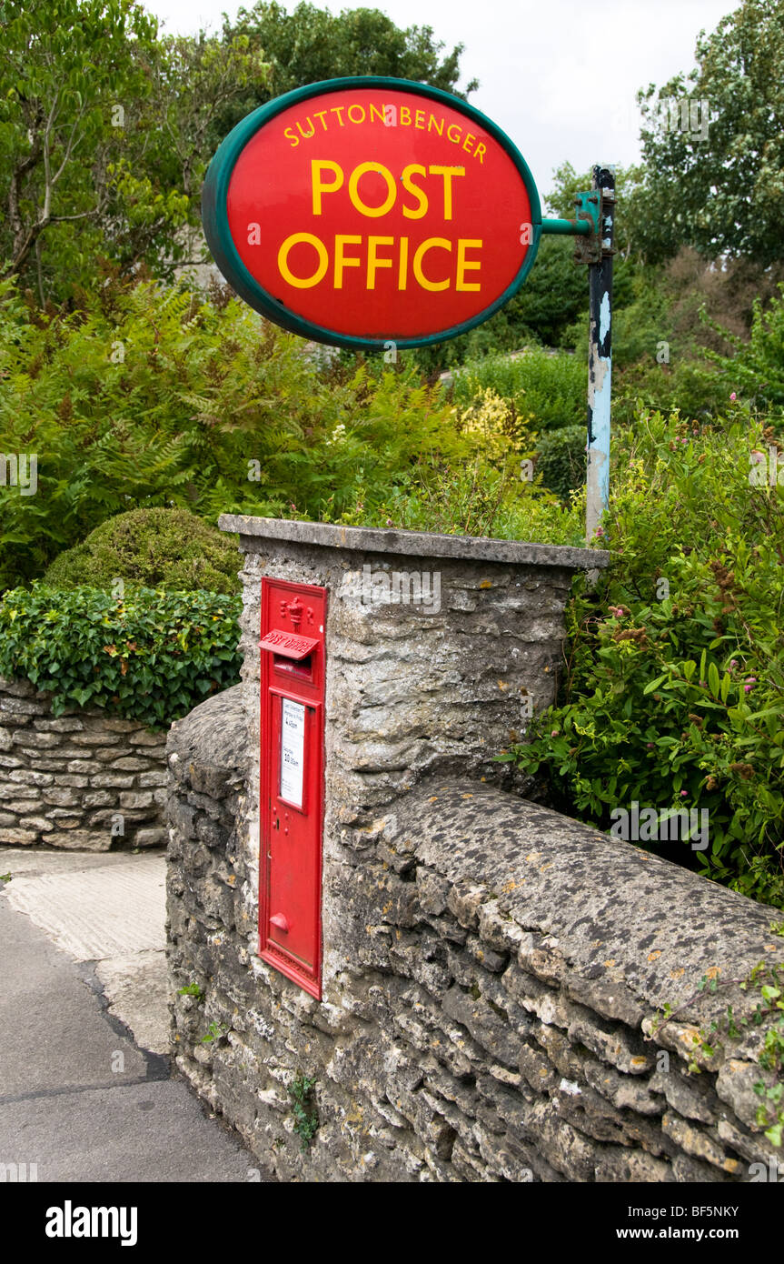 Sutton Benger Post Office Sign and small red letter box, Sutton Benger ...