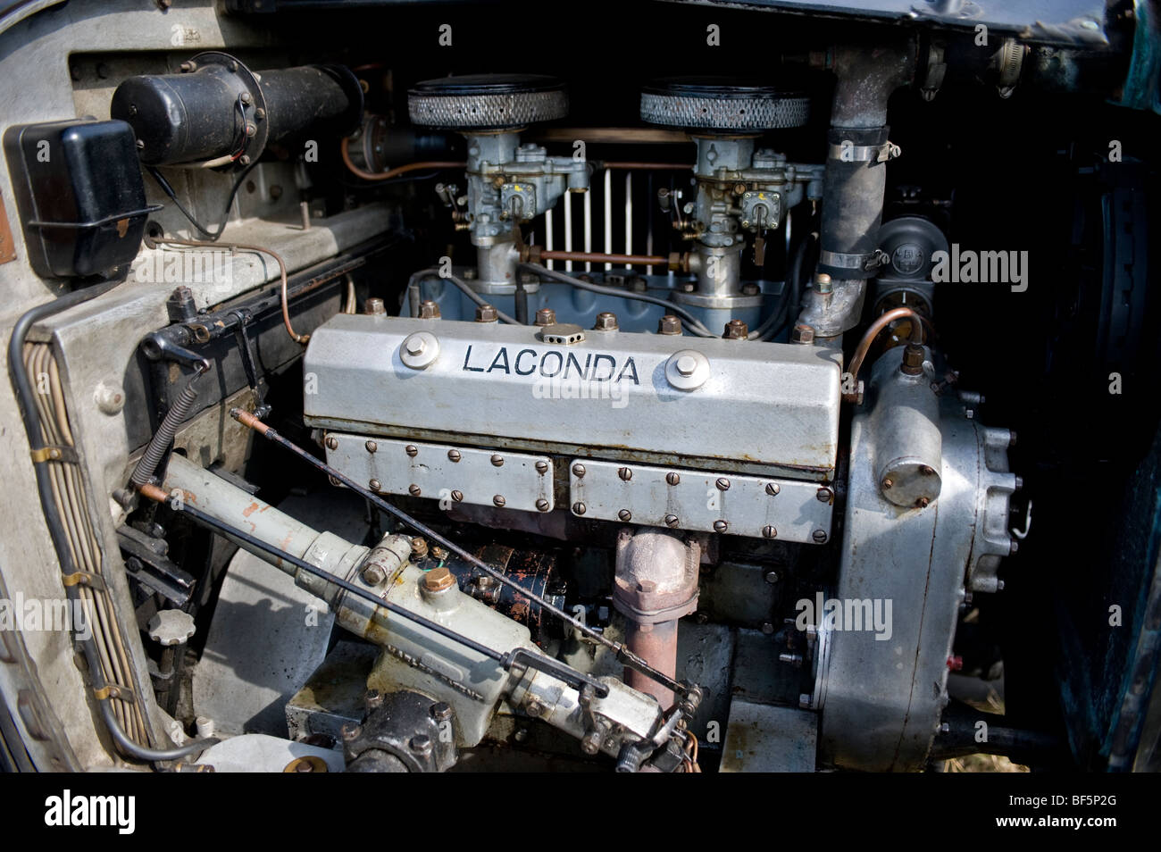 early lagonda classic car engine and carburettors Stock Photo - Alamy