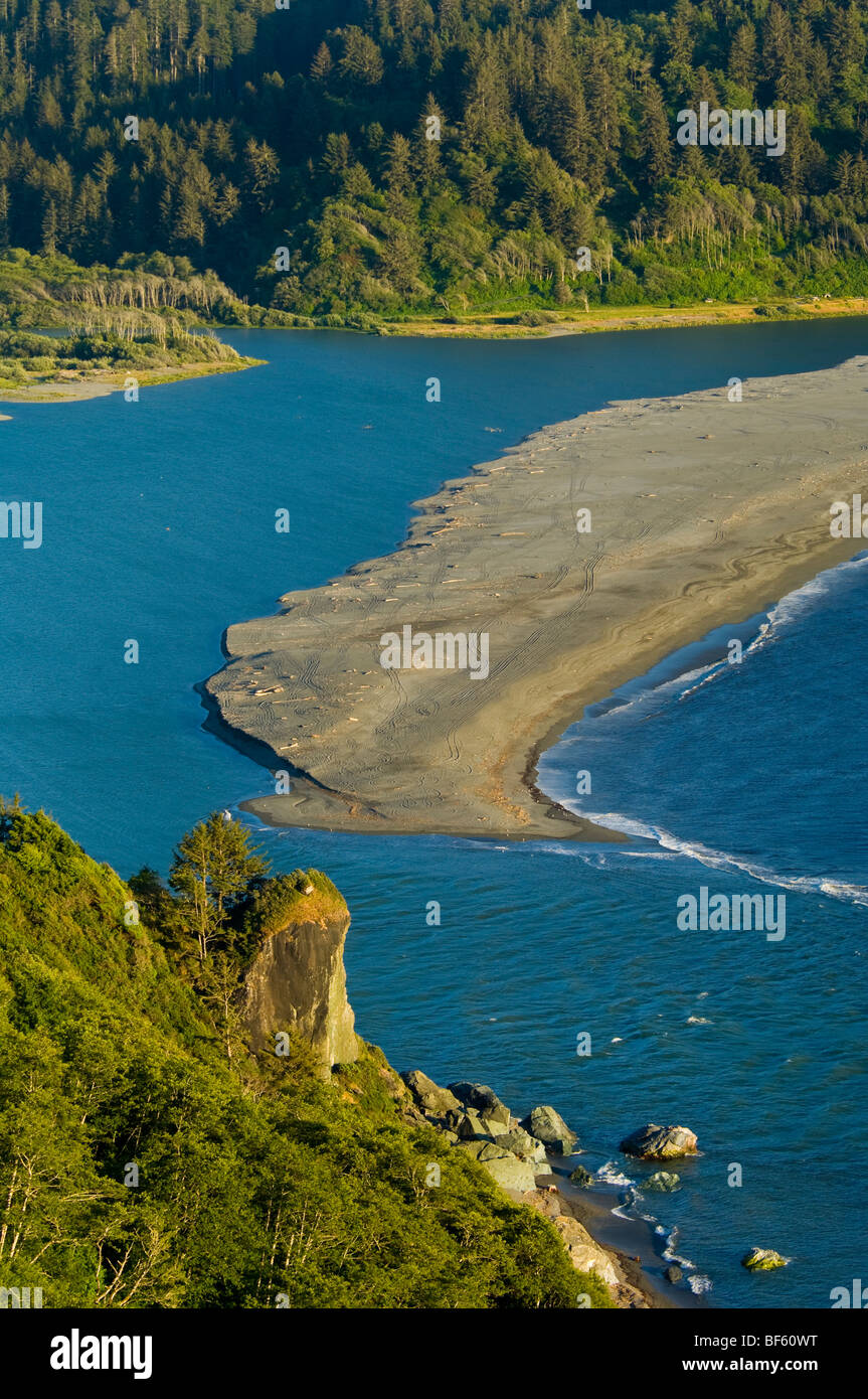 Sandbar sand spit at the mouth of the Klamath River, Redwood National ...