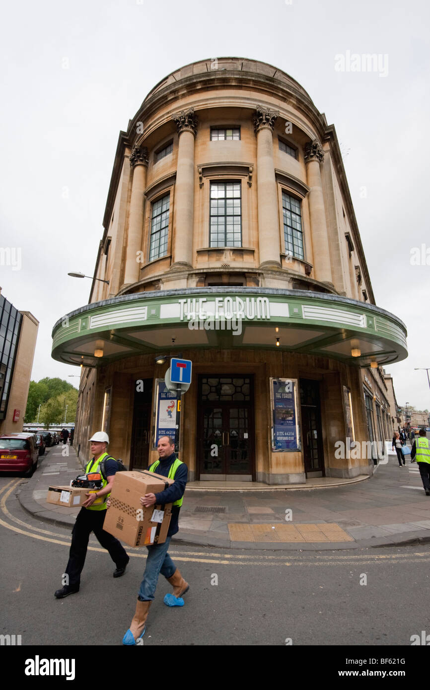 Construction workers pass The Forum in Bath, England Stock Photo - Alamy