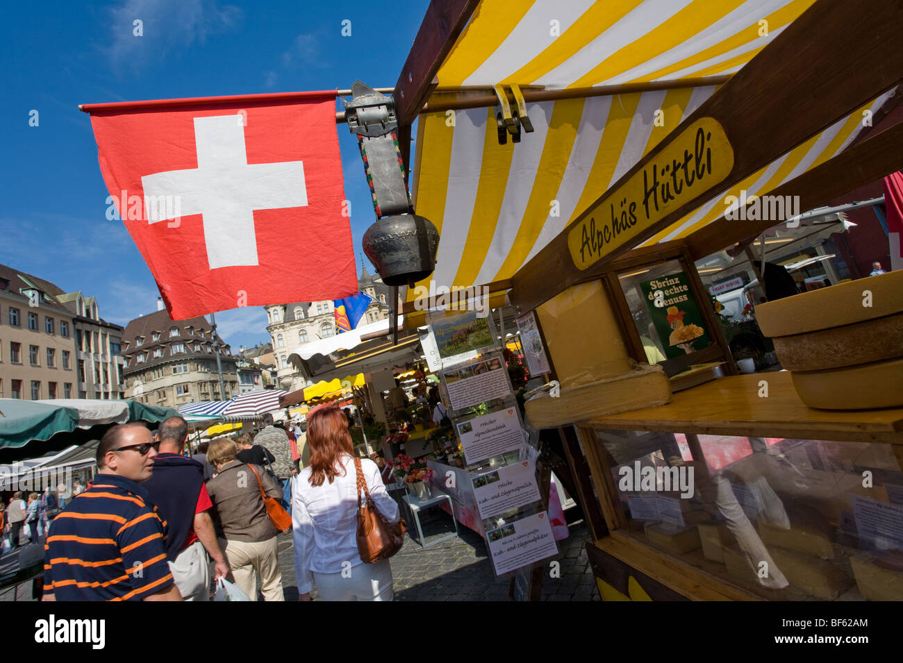 Cheese, Alpchaes Huettli, Market Stalls, Market Place, Basel, Basle ...