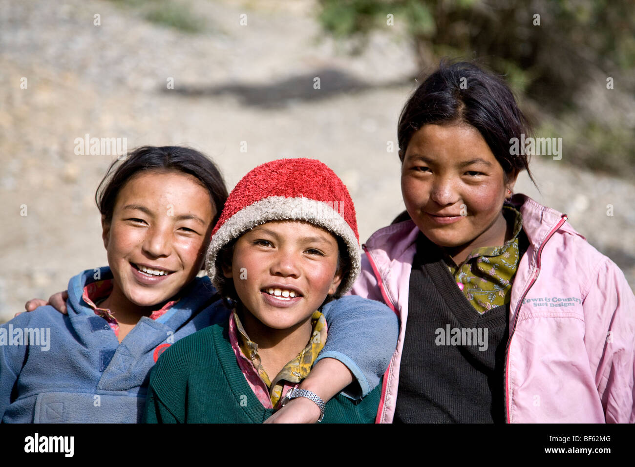 Girls. Lingshed village. Padum-Lamayuru trek. Zanskar. India Stock ...