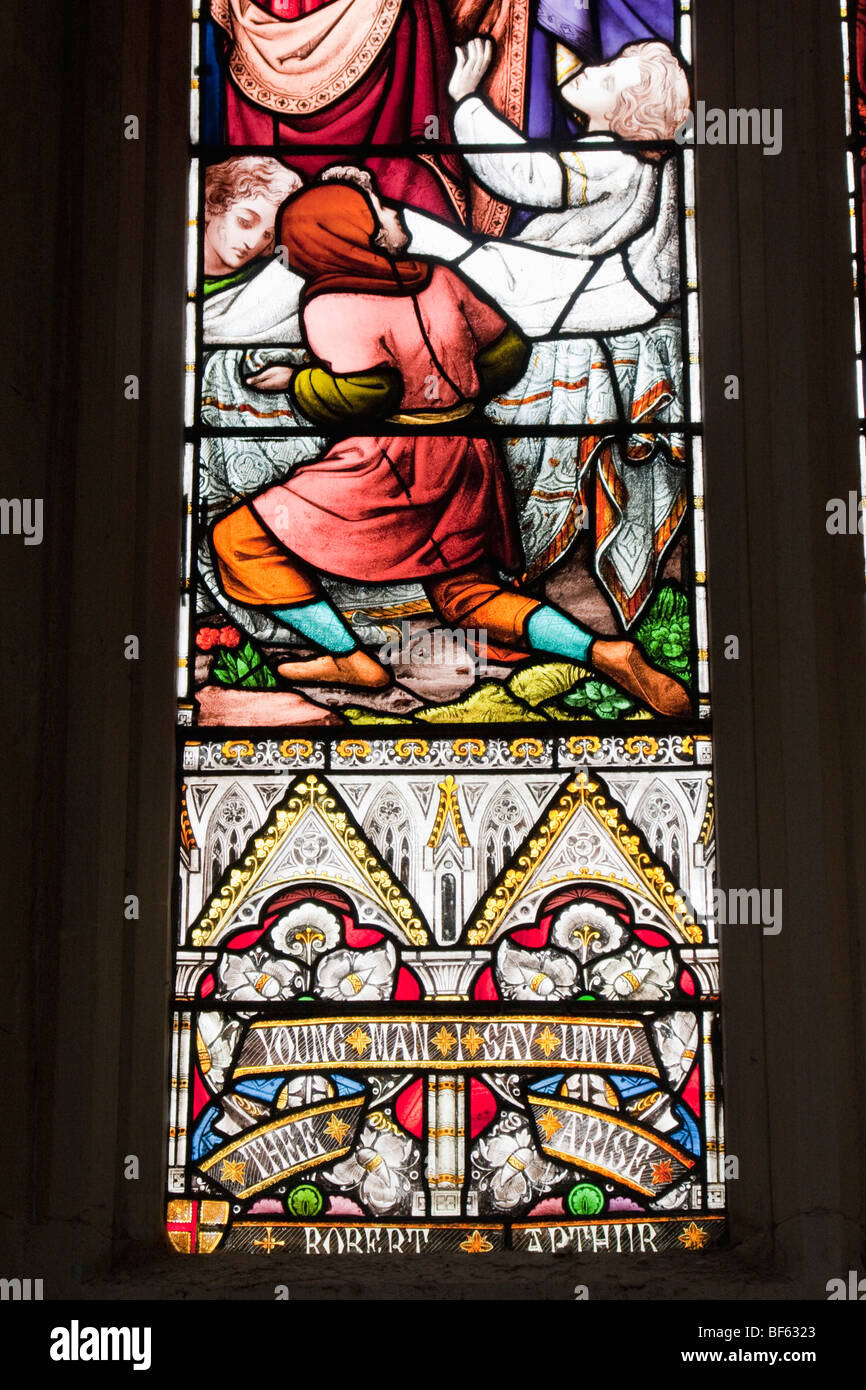 Stained glass window in Bath Abbey, England Stock Photo - Alamy