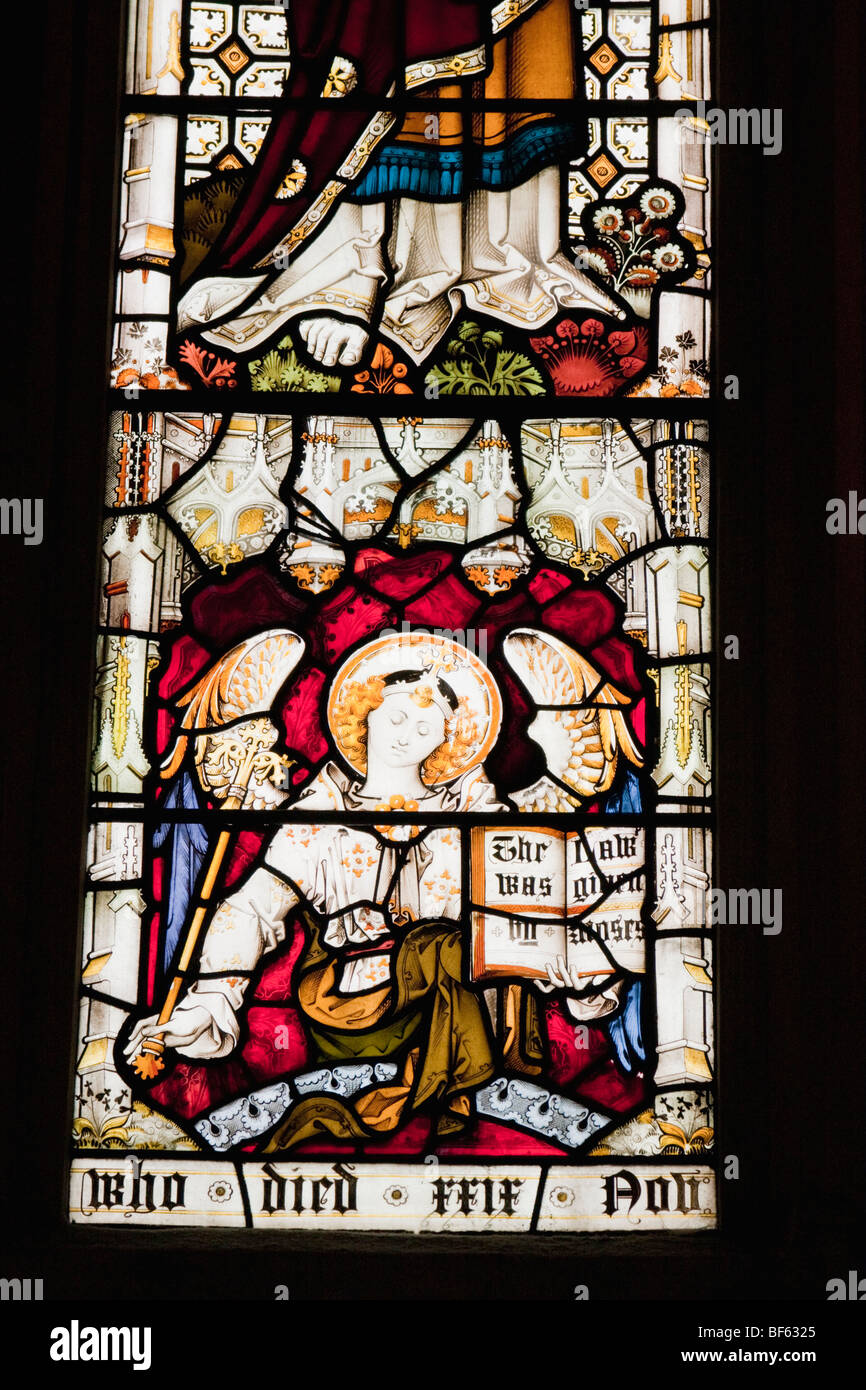 Stained glass window in Bath Abbey, England Stock Photo - Alamy