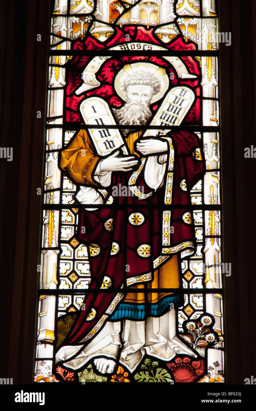 Stained glass window in Bath Abbey, England Stock Photo - Alamy