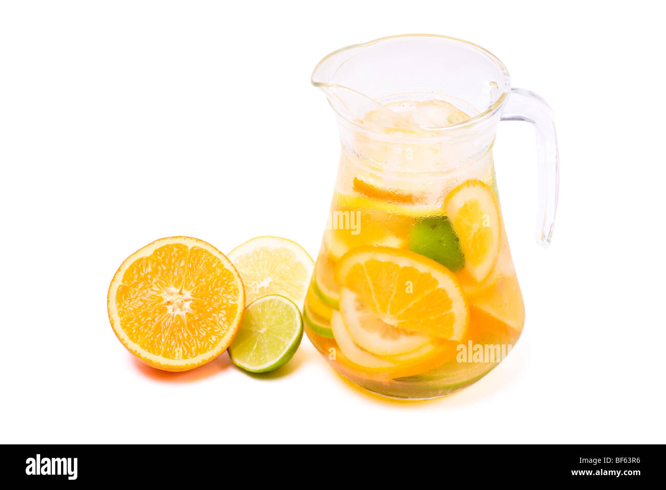 Citrus Ice Water. Lemon, lime, orange and carafe with citrus ice water ...