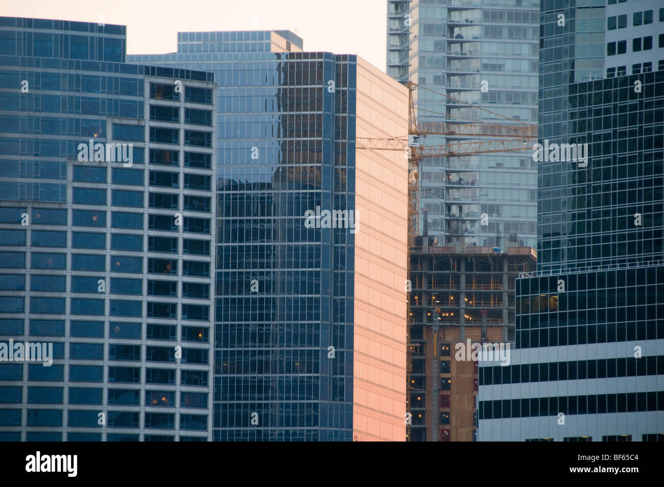 office towers downtown vancouver bc with construction crane Stock Photo ...