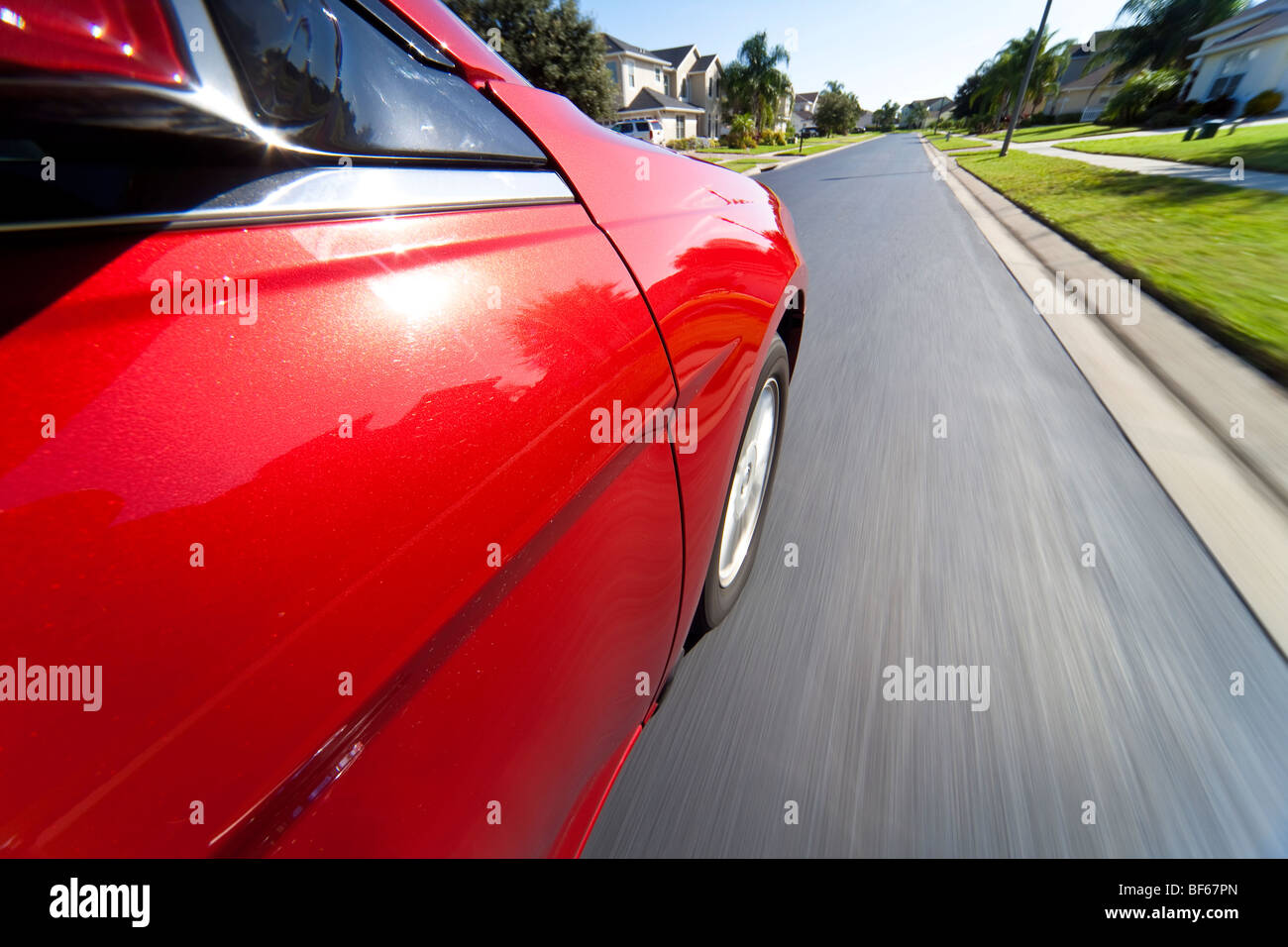 Slow shutter speed mounted camera shot taken from a car driving at ...