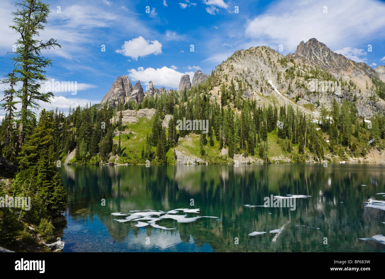 Blue Lake with melting ice floating on its surface below the South ...