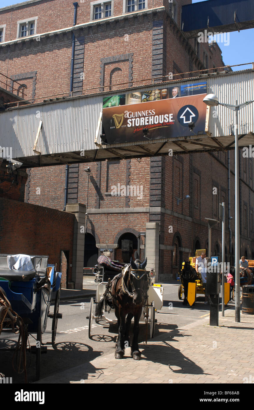 Horse and Carts outside the Guinness Storehouse, Gravity Bar, Dublin ...