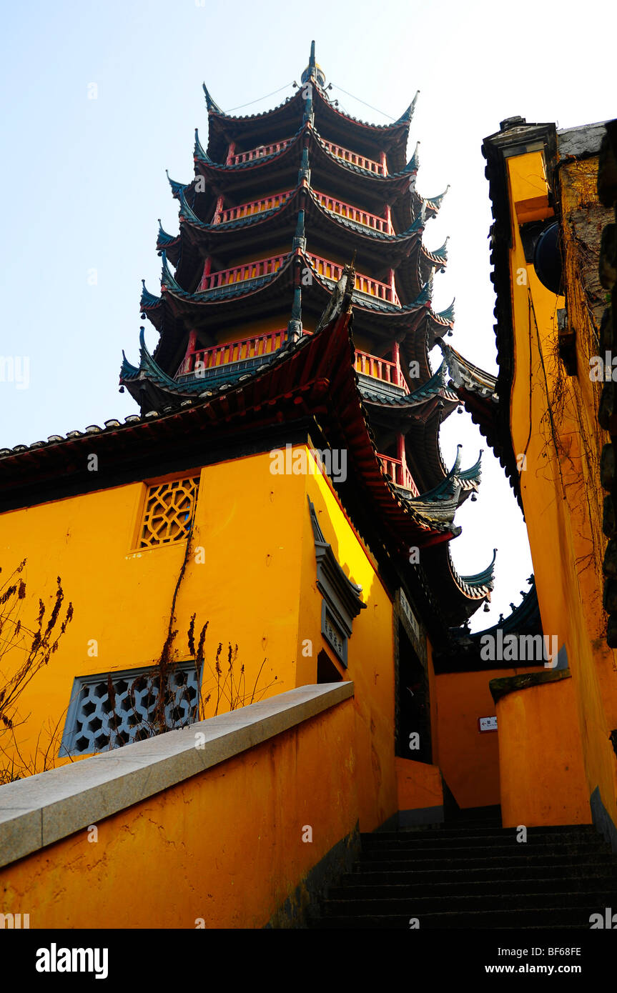 Jinshan Tower, Jinshan Temple, Zhenjiang, Jiangsu Province, China Stock ...