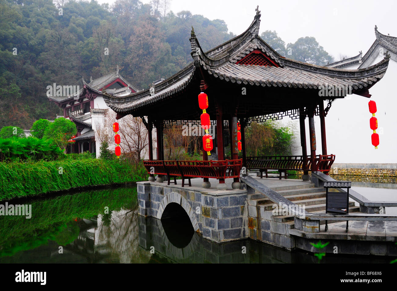 Pavilion in Jiangwan, Wuyuan County, Jiangxi Province, China Stock ...