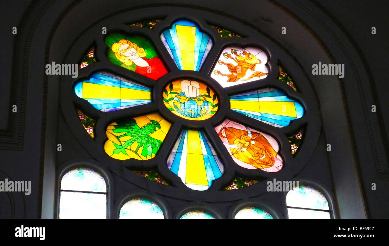 Stained glass window in St. Michael's church, Qingdao, Shandong, China ...